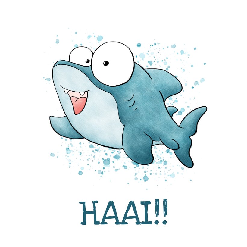Wenskaart haai- HAAI - Wenskaarten | Kaartje2go