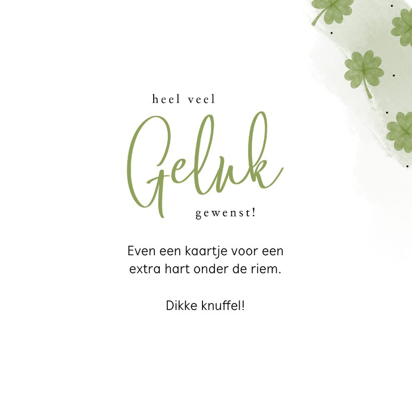Wenskaart heel veel geluk gewenst klavertjes | Kaartje2go