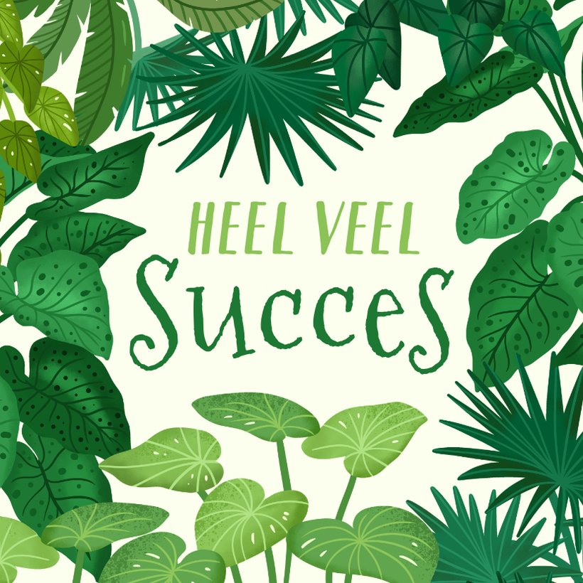 Wenskaart heel veel succes met bladeren | Kaartje2go