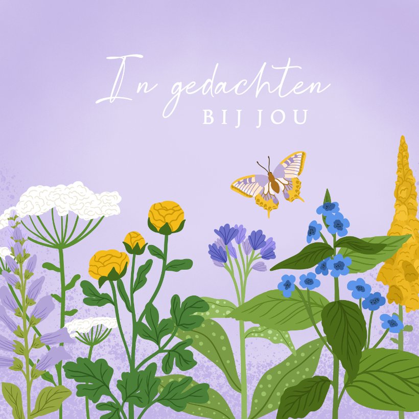 Wenskaart in gedachten bij jou met wilde | Kaartje2go
