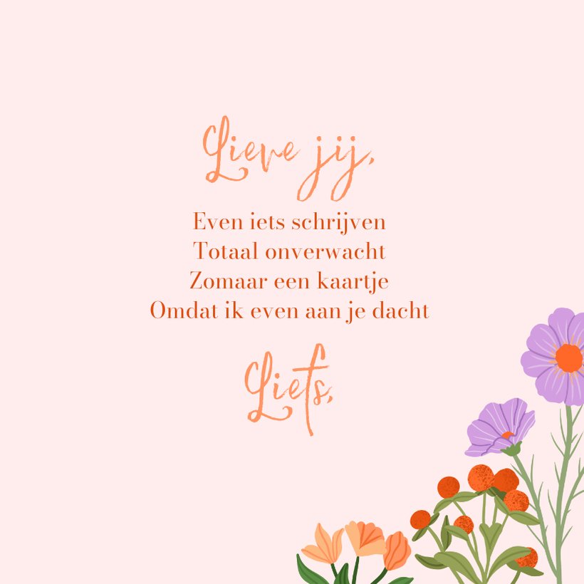 Wenskaart lieve groetjes met wilde bloemen | Kaartje2go