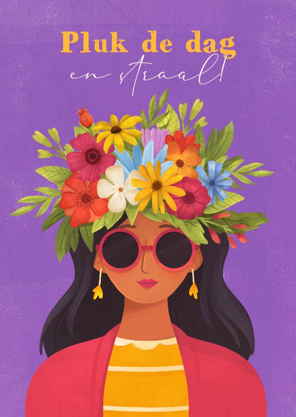 Wenskaart pluk de dag bloemenportret lente | Kaartje2go