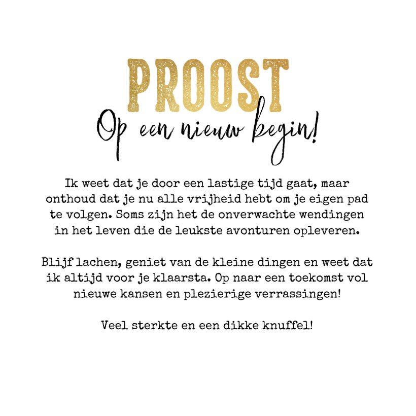 Wenskaart scheiding grappig sterkte nieuw begin | Kaartje2go