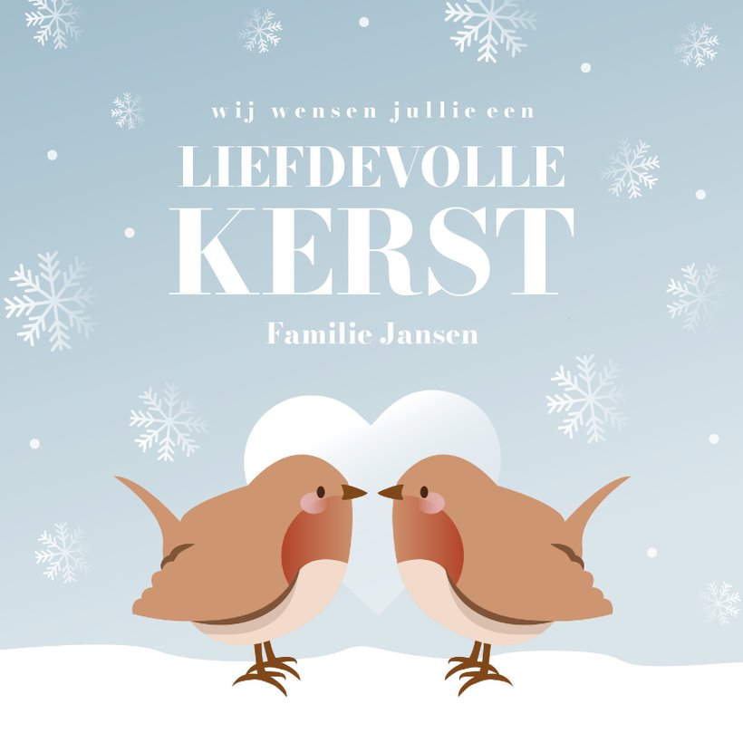 Winters kerstkaartje met vogeltjes liefdevolle | Kaartje2go