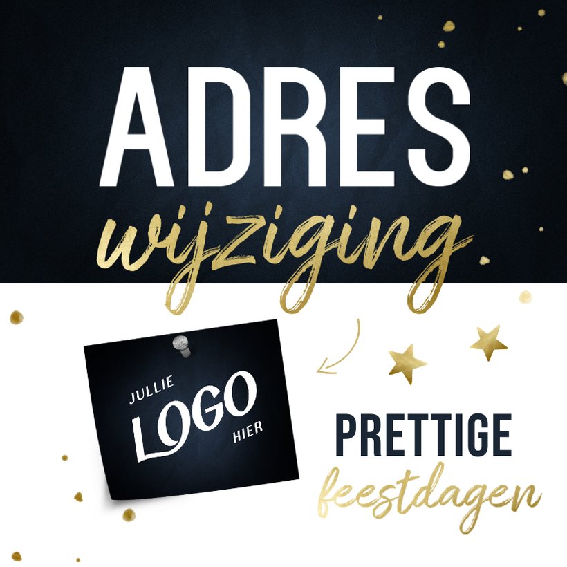 Zakelijke adreswijziging kerstkaart met sterren | Kaartje2go