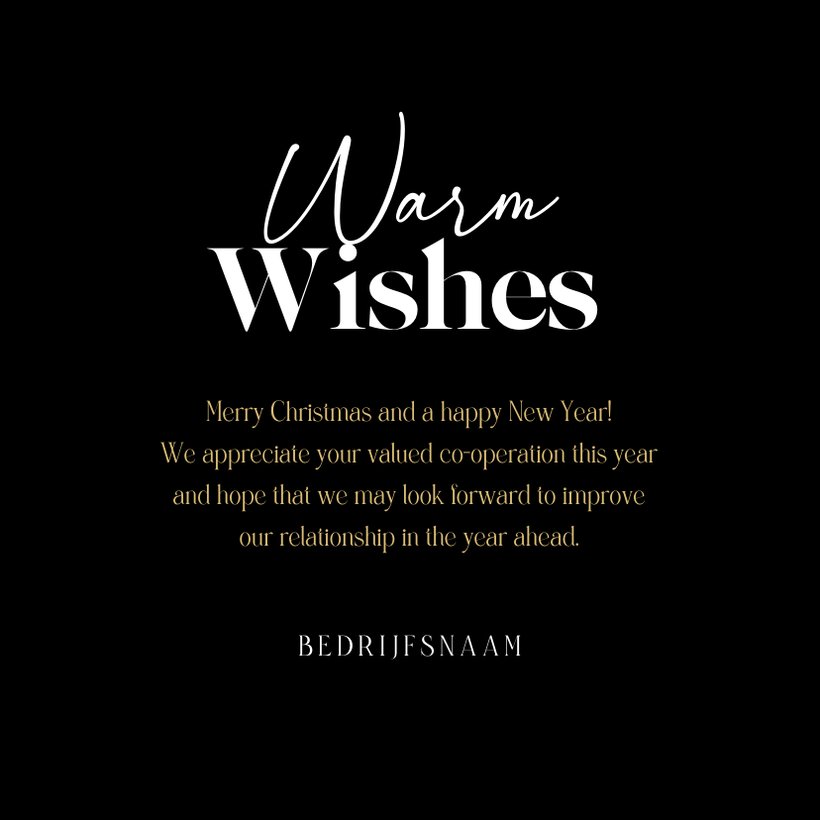 Zakelijke kerstkaart engels warm wishes hart | Kaartje2go