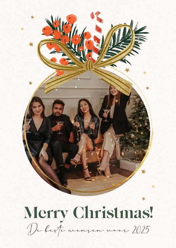 Zakelijke kerstkaart foto kerstbal | Kaartje2go
