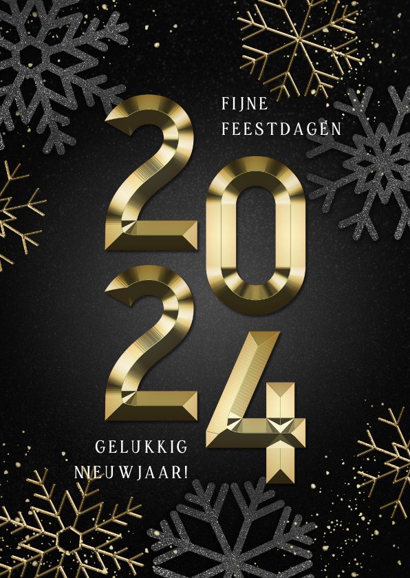 Zakelijke kerstkaart gouden 2024 spetters | Kaartje2go