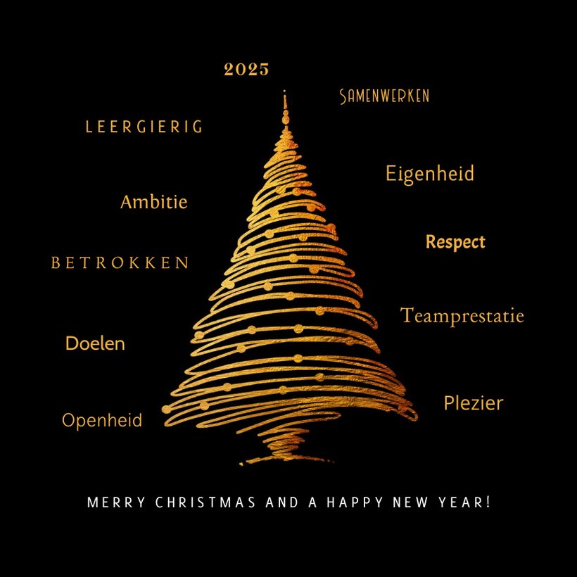 Zakelijke kerstkaart gouden kerstboom | Kaartje2go