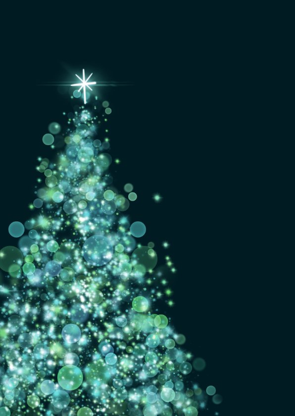 Zakelijke kerstkaart kerstboom lichtjes groen | Kaartje2go