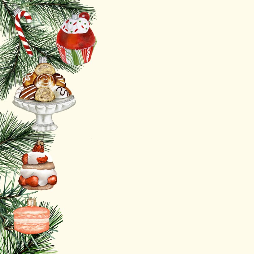 Zakelijke kerstkaart ornamenten taartjes | Kaartje2go