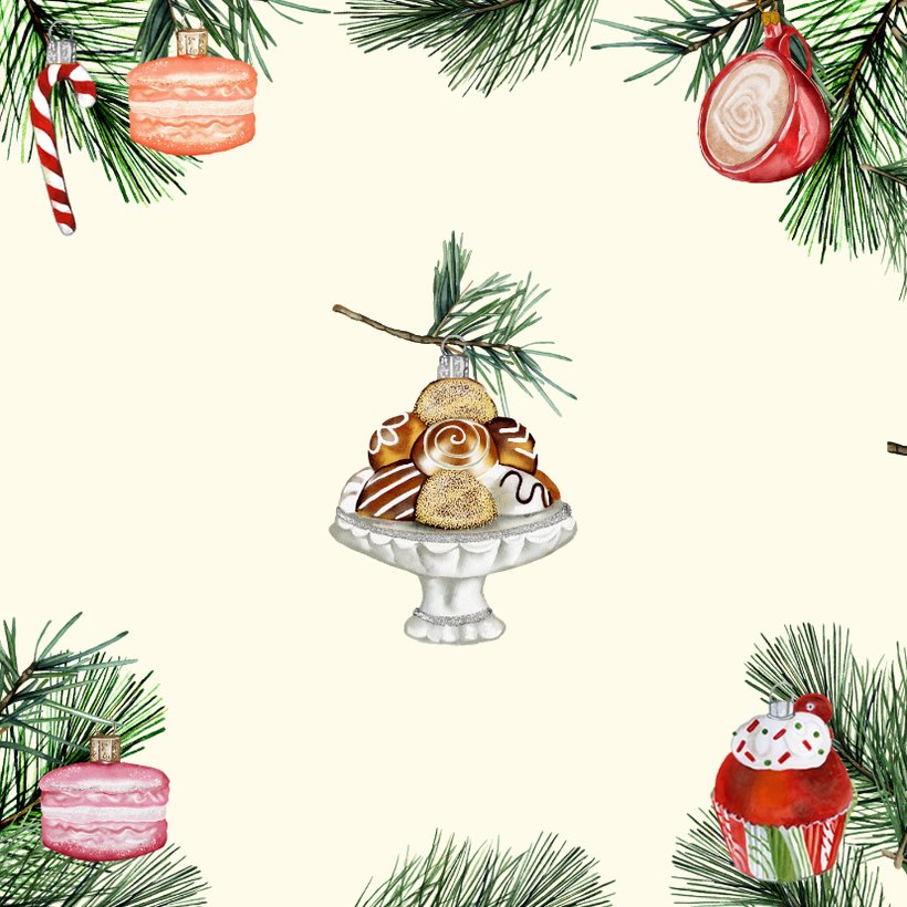 Zakelijke kerstkaart ornamenten taartjes | Kaartje2go