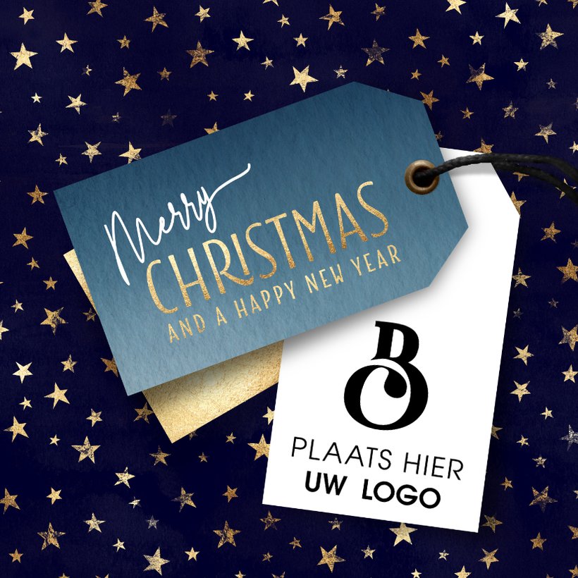 Zakelijke kerstkaarten label sterren en logo | Kaartje2go