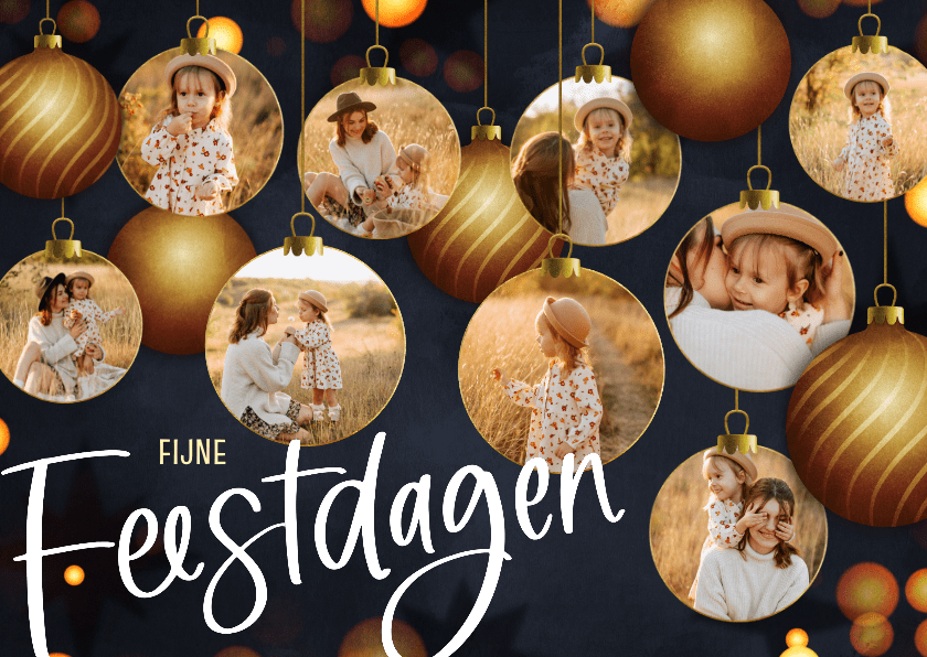 Moderne kerstkaart kerstballen fotocollage | Kaartje2go
