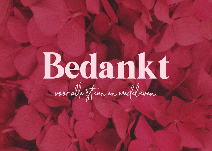 Bedankkaart rouw kind tiener hortensia bloemen | Kaartje2go
