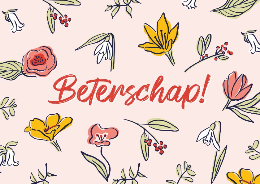 Beterschapskaart fleurig en vrolijk | Kaartje2go