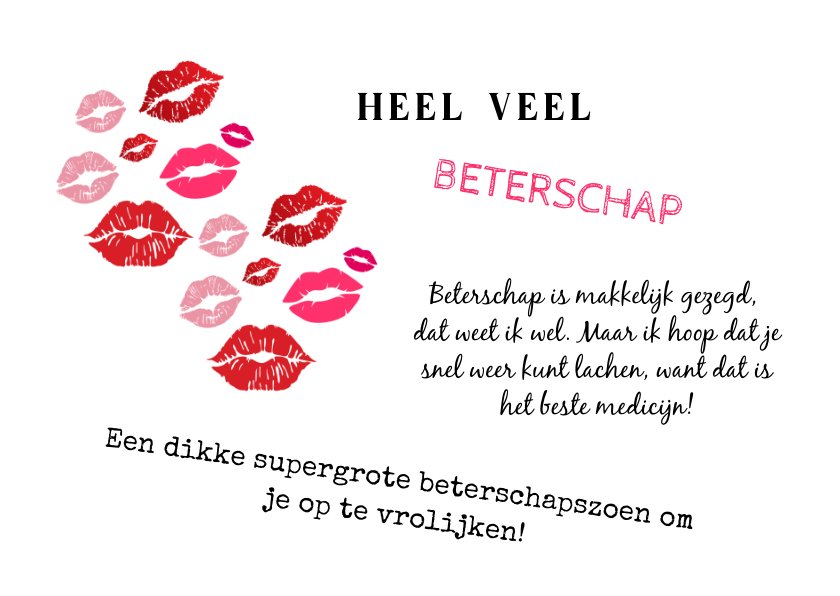 Beterschapskaartje get well zoen get well soon | Kaartje2go