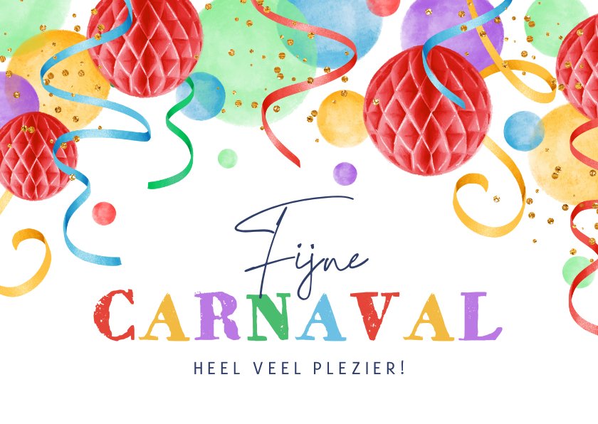 Carnavalskaart feestelijk confetti slingers | Kaartje2go