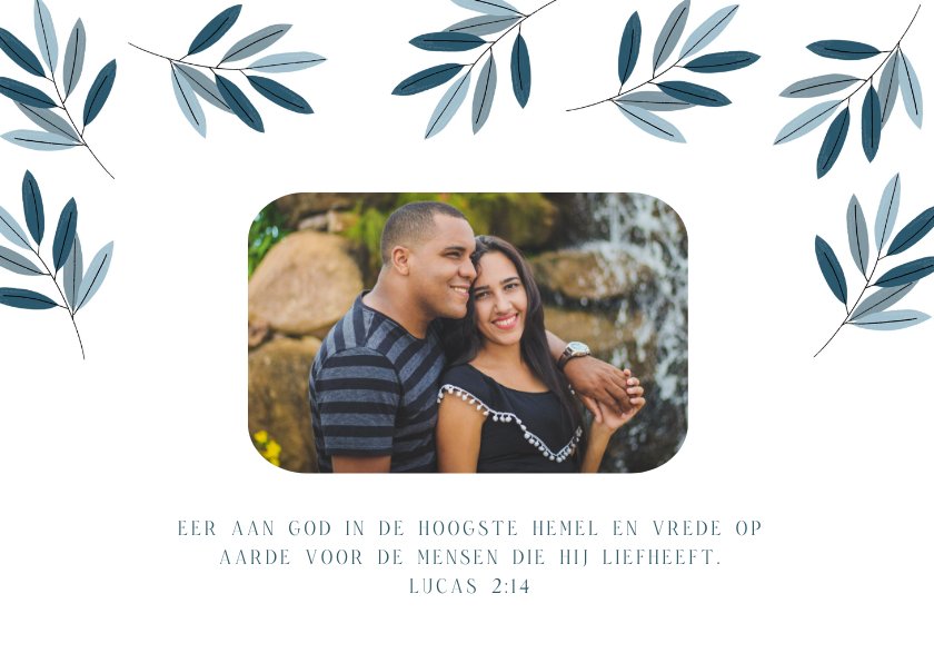 Christelijke nieuwjaarskaart blaadjes kader en | Kaartje2go