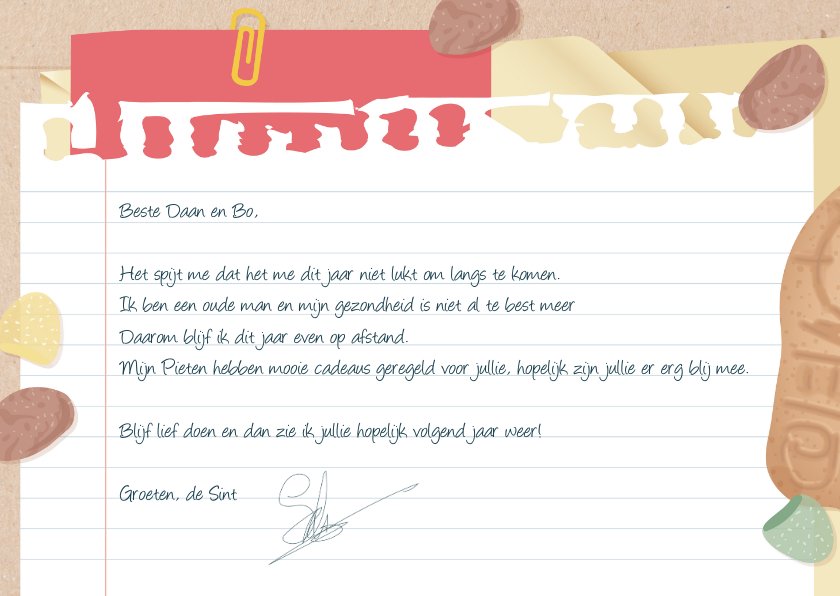 Echte post van Sinterklaas met daarin een brief | Kaartje2go