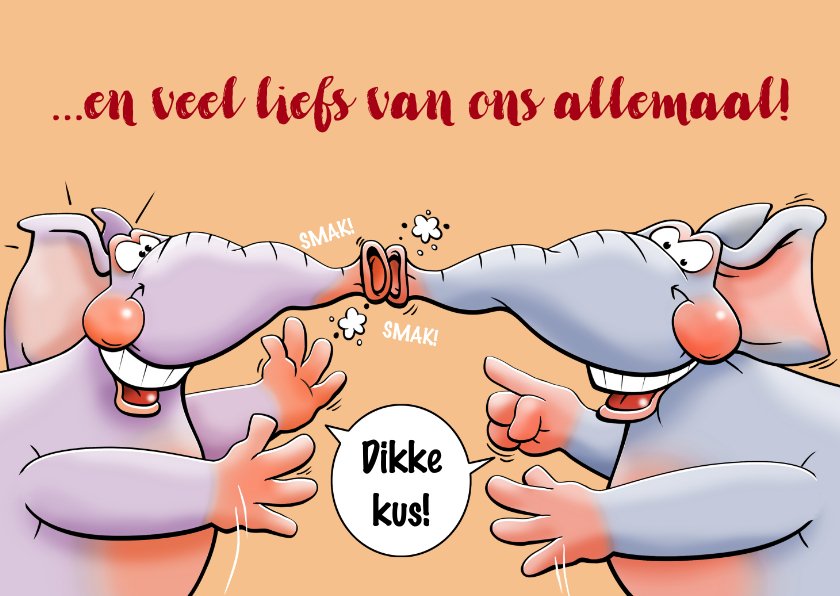 Een leuke verjaardagskaart met olifant, slurf | Kaartje2go