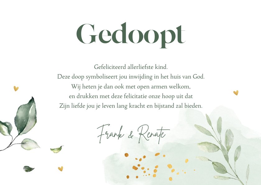Felicitatie kaart doop jongen botanische | Kaartje2go