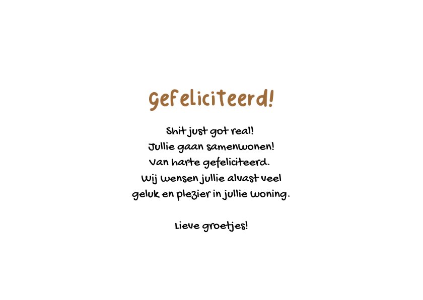 Felicitatiekaart samenwonen shit just got real | Kaartje2go