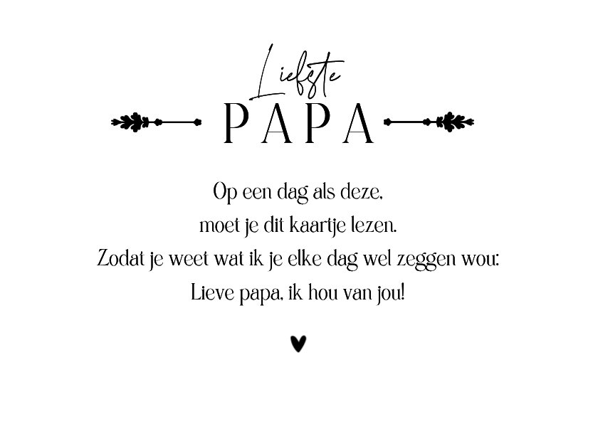 Fotokaart Vaderdag liefste papa hartjes zwart | Kaartje2go