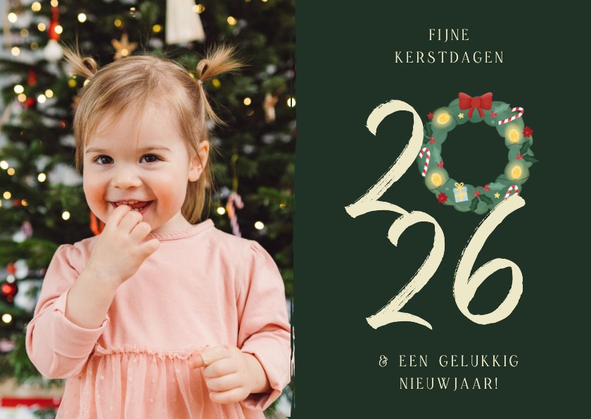 Fotokaartje kerstdagen kerstkrans met grote | Kaartje2go
