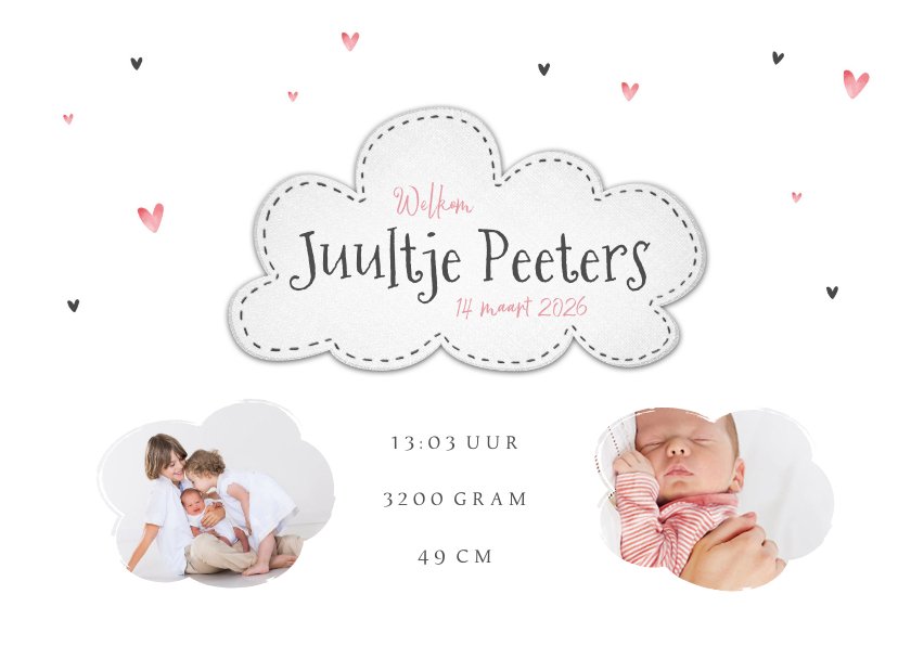 Geboortekaartje meisje derde kindje zusje | Kaartje2go