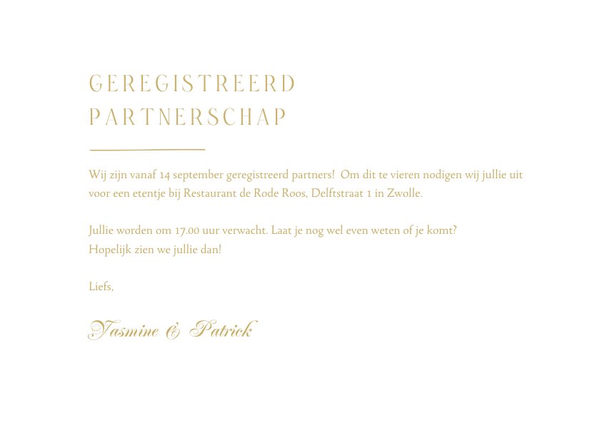 Geregistreerd partnerschap vintage kant goud | Kaartje2go