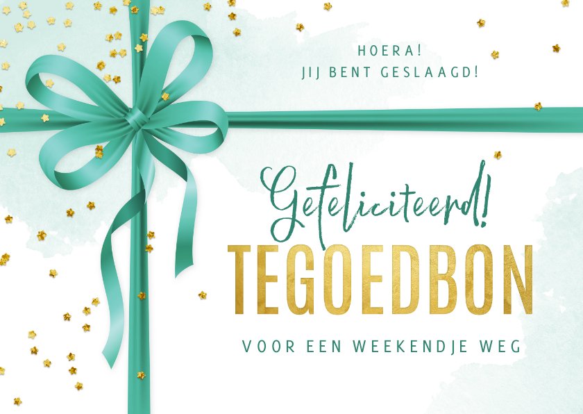 Geslaagd tegoedbon gefeliciteerd waterverf | Kaartje2go