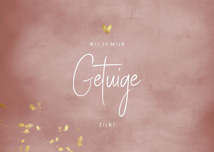 Getuige kaart vraagje oud roze waterverf gouden | Kaartje2go