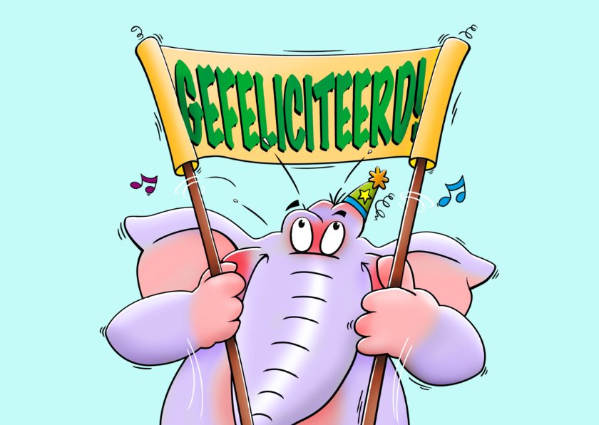 Grappige verjaardagskaart met olifant en muizen | Kaartje2go