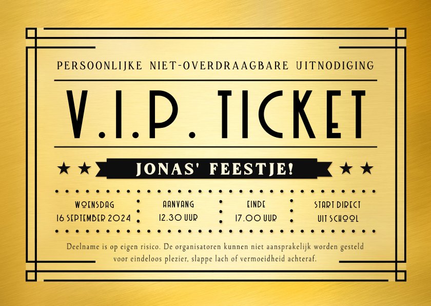Grappige V.I.P. ticket uitnodiging voor een | Kaartje2go