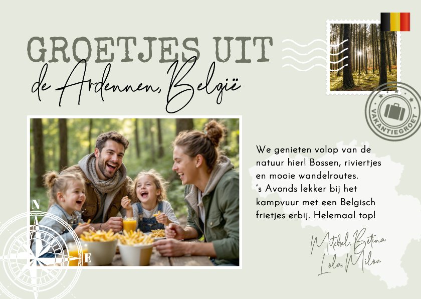 Groetjes uit België Ardennen ansichtkaart | Kaartje2go