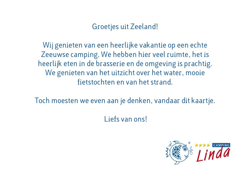 Groetjes uit Zeeland van de camping | Kaartje2go