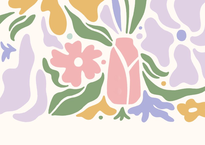 Hippe bedankkaart communie met bloemen en eigen | Kaartje2go