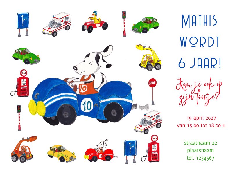 Jongens feestje autootjes - Kinderfeestjes | Kaartje2go