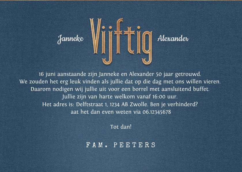 Jubileum vijftig 50 jaar vintage goud foto's | Kaartje2go