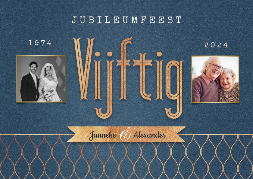 Jubileum vijftig 50 jaar vintage goud foto's | Kaartje2go