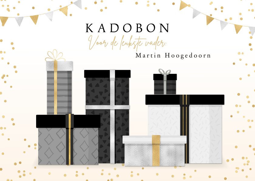 Kadobon Vaderdag stijlvolle illustratie kado's | Kaartje2go