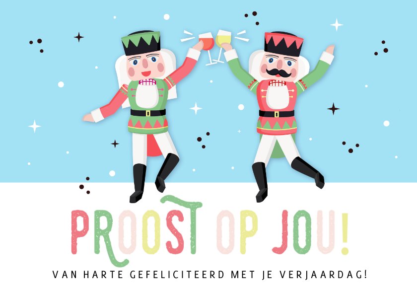 Kerst verjaardagskaart met proostende | Kaartje2go