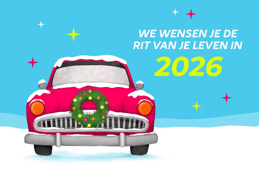 Kerstkaart we wensen je de rit van je leven in | Kaartje2go