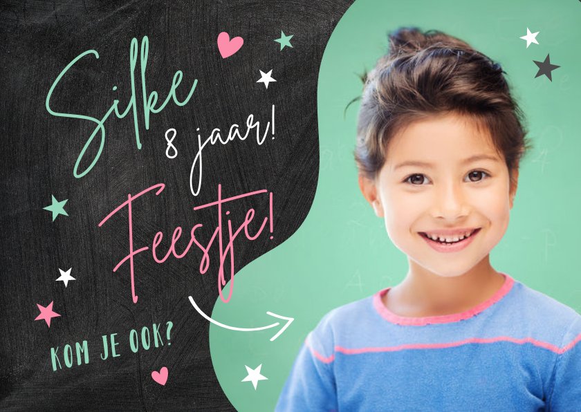 Kinderfeestje uitnodiging fotokaart met | Kaartje2go