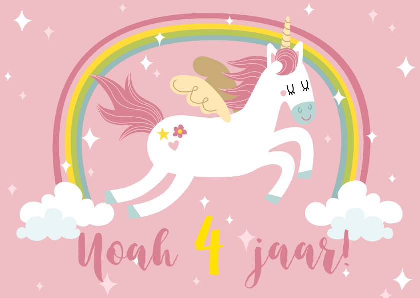 Kinderfeestje uitnodiging met unicorn en | Kaartje2go