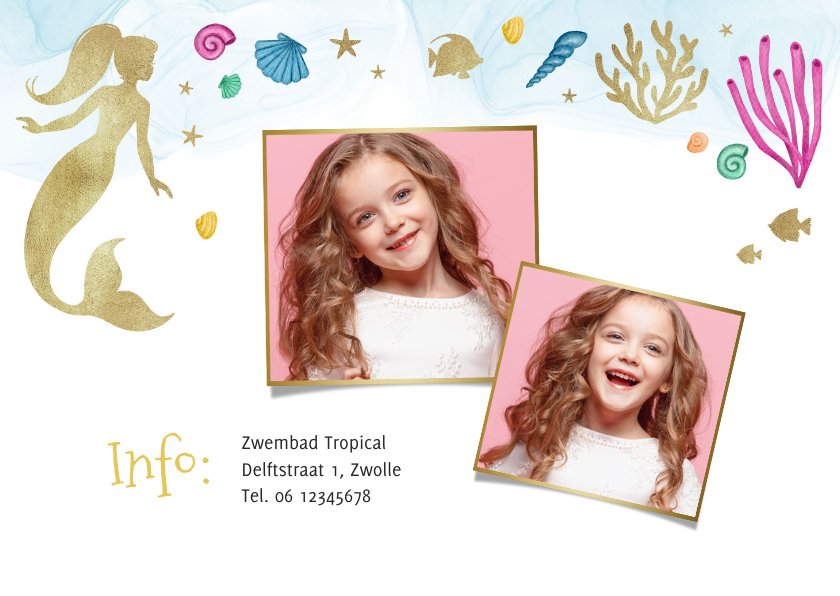 Kinderfeestje uitnodiging zwemfeestje | Kaartje2go