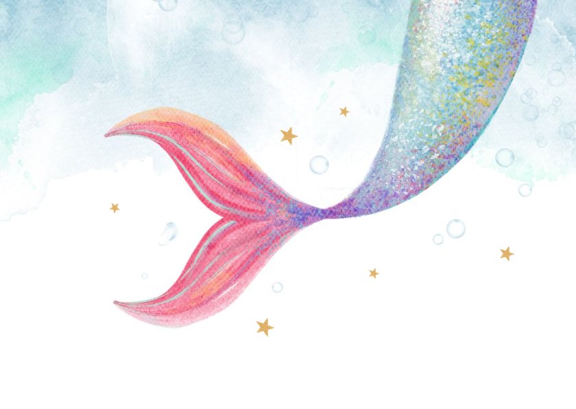 Kinderfeestje waterverf zeemeermin staart | Kaartje2go