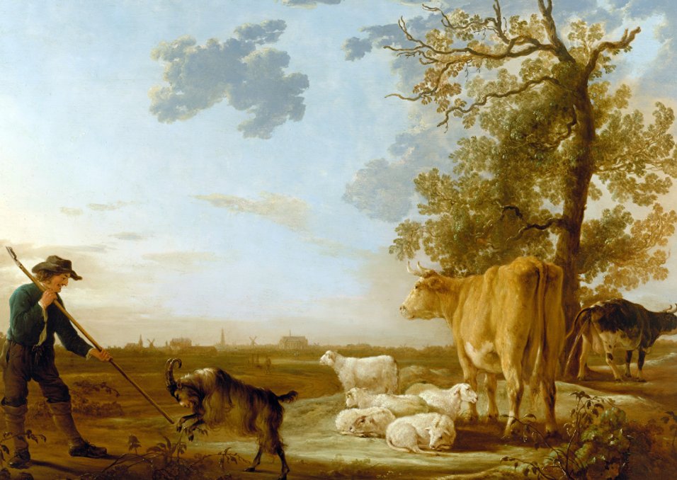 Kunstkaart van Aelbert Cuyp. Landschap met vee | Kaartje2go