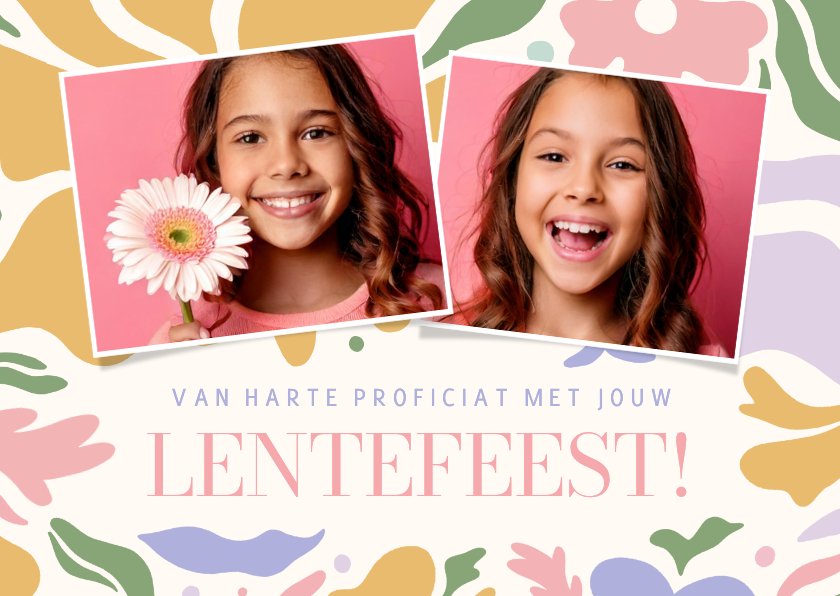 Lentefeest felicitatie met vrolijke bloemen | Kaartje2go